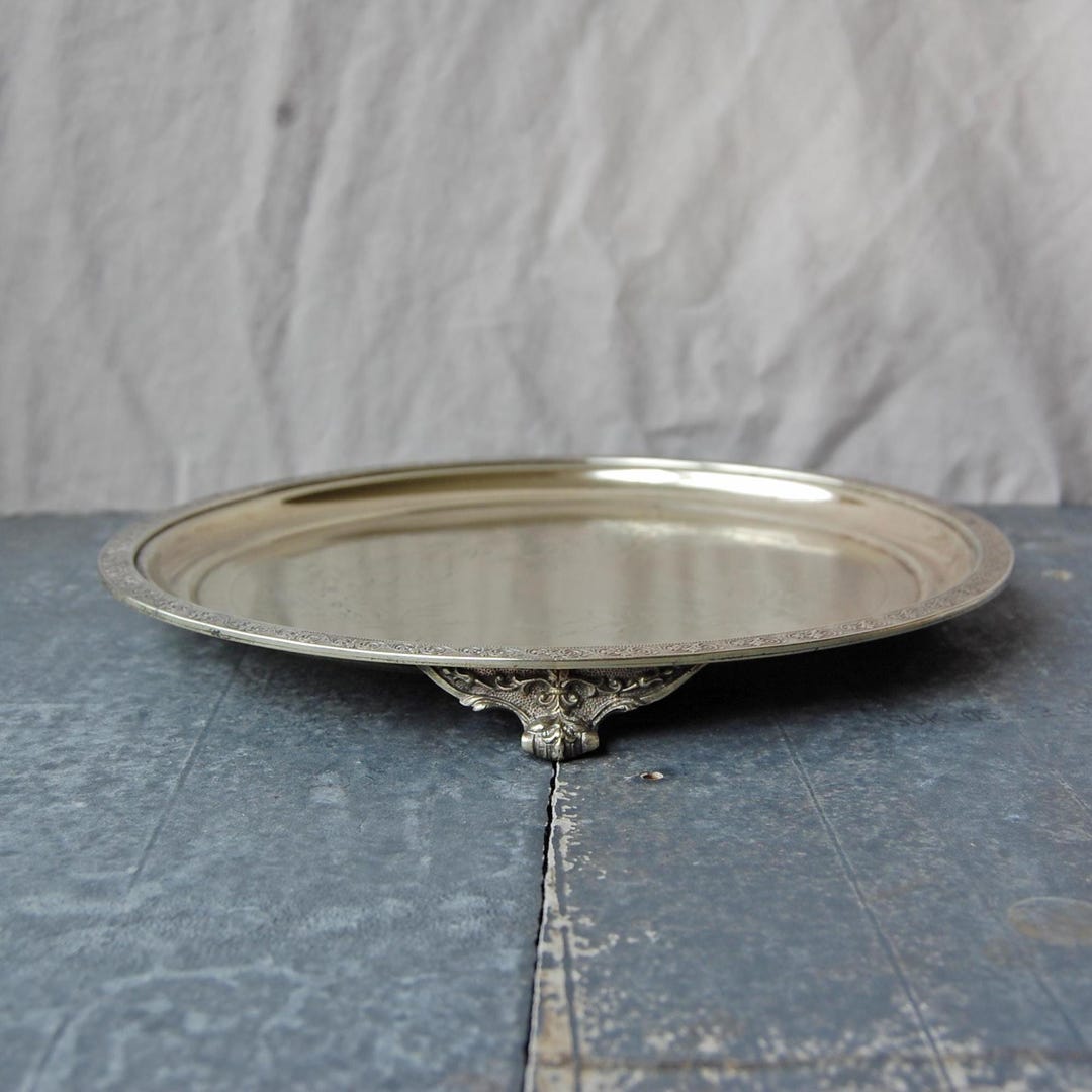 Antique Victorian Silver Plated Salver With Floral Engraving, Sideboard ...