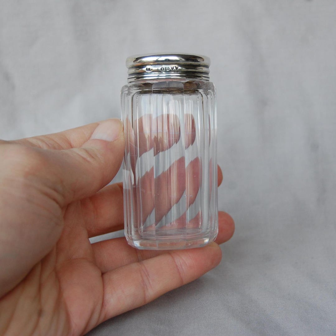 Antique Sterling Silver Tall Glass Jar, Antique Vanity Toilet Jar With ...