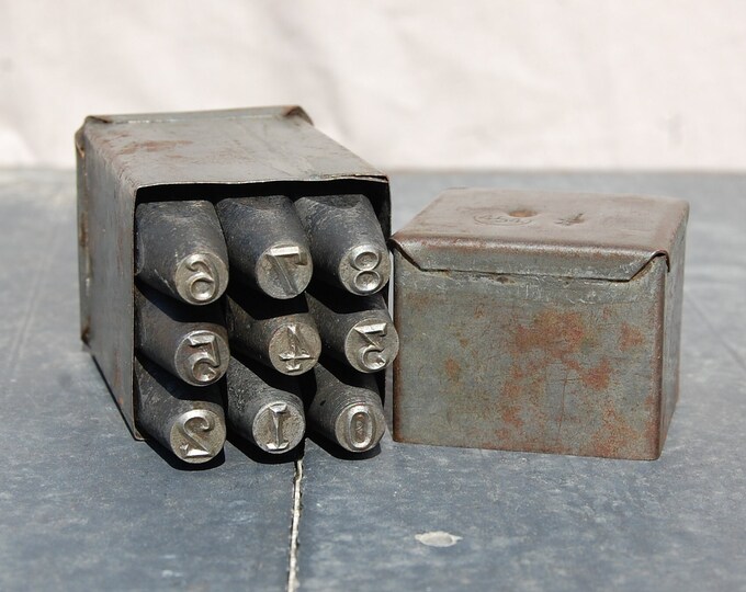 Vintage Number Punch Set in Metal Box, Vintage Metal Number Stamp Set ...