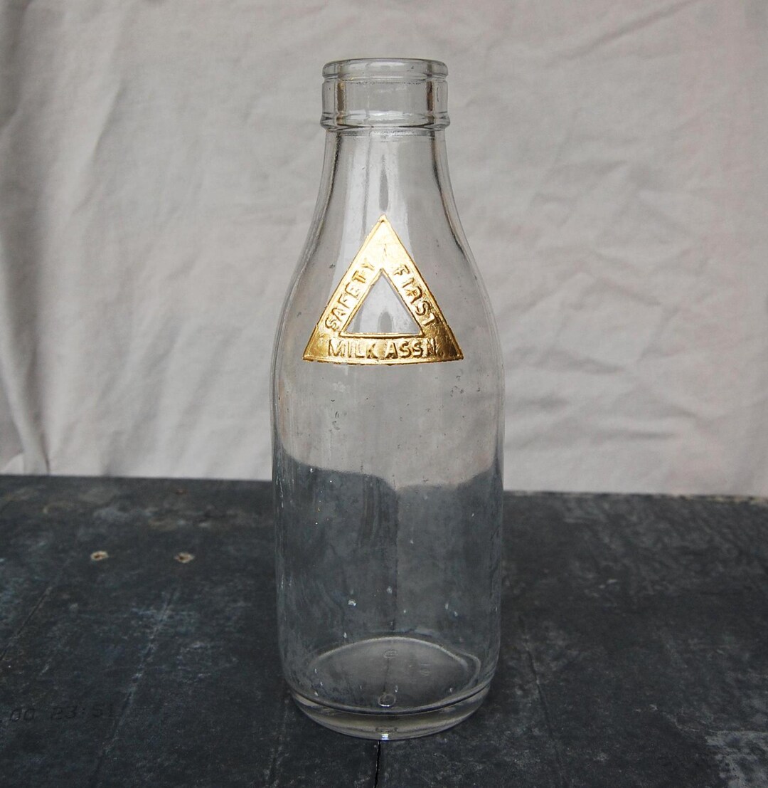 Vintage Safety First Milk Bottle, Old Bottle, Vintage Home Decor, Old ...