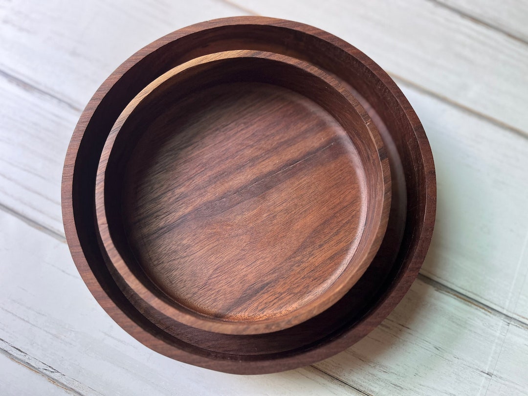 Handmade Wood Router Bowls, Serving Set, Walnut Bowls, Minimalist ...