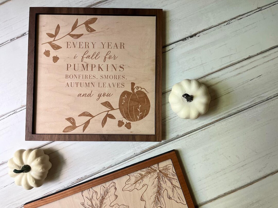 Engraved Maple & Walnut Fall Sign, Autumn Decor (10x10in) - Etsy
