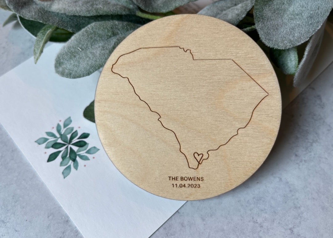 Engraved State Coaster: Personalized Birch Wood Wedding Favor - Etsy
