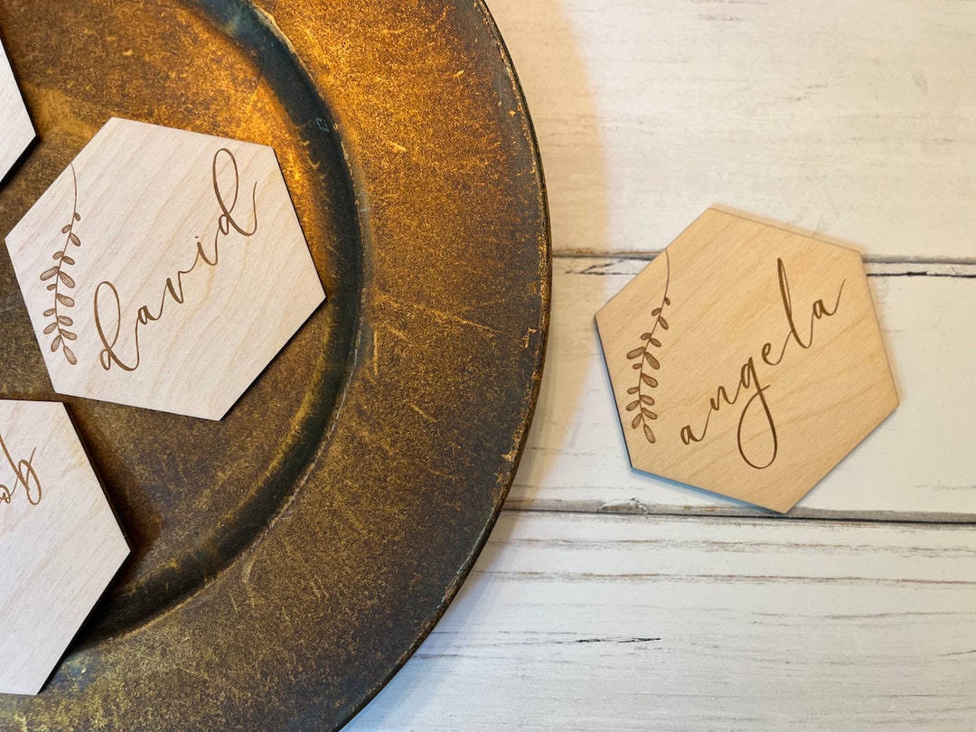 Wooden Name Place Cards, Engraved, Minimalist Wedding, Boho Wedding ...