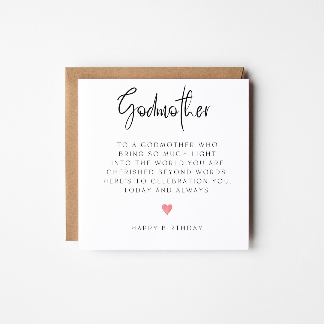 PRINTABLE Godmother Poem Birthday Card, Message Birthday Card, Pink ...