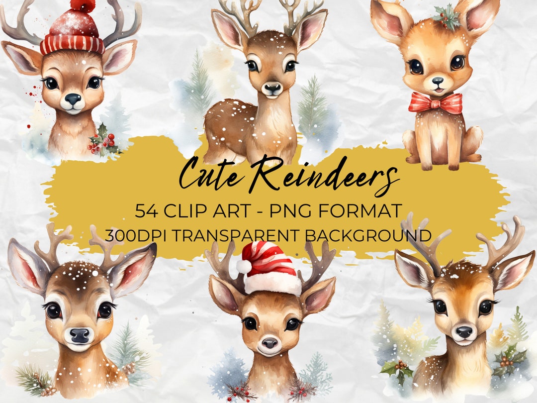 Reindeer Clip Art Christmas Clipart Christmas Invites Reindeer - Etsy
