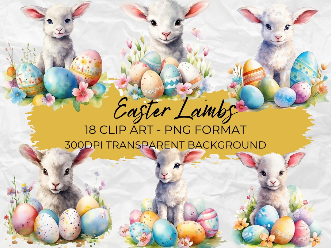 Lamb PNG Clip Art, Easter Lamb Clip Art, Easter Party Decor, Easter ...