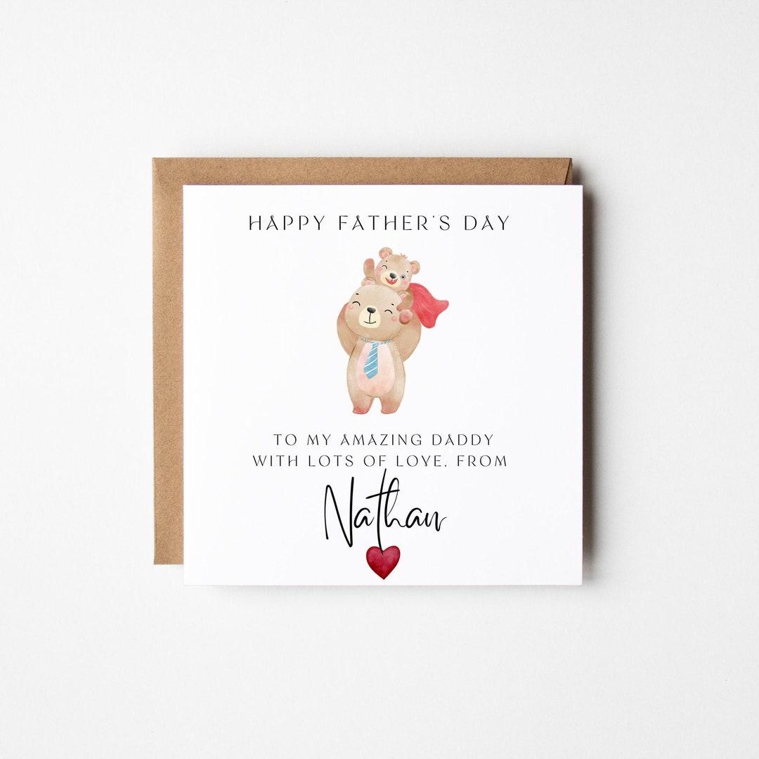 Personalised Father's Day Card, Teddy Bear Father's Day Card ...