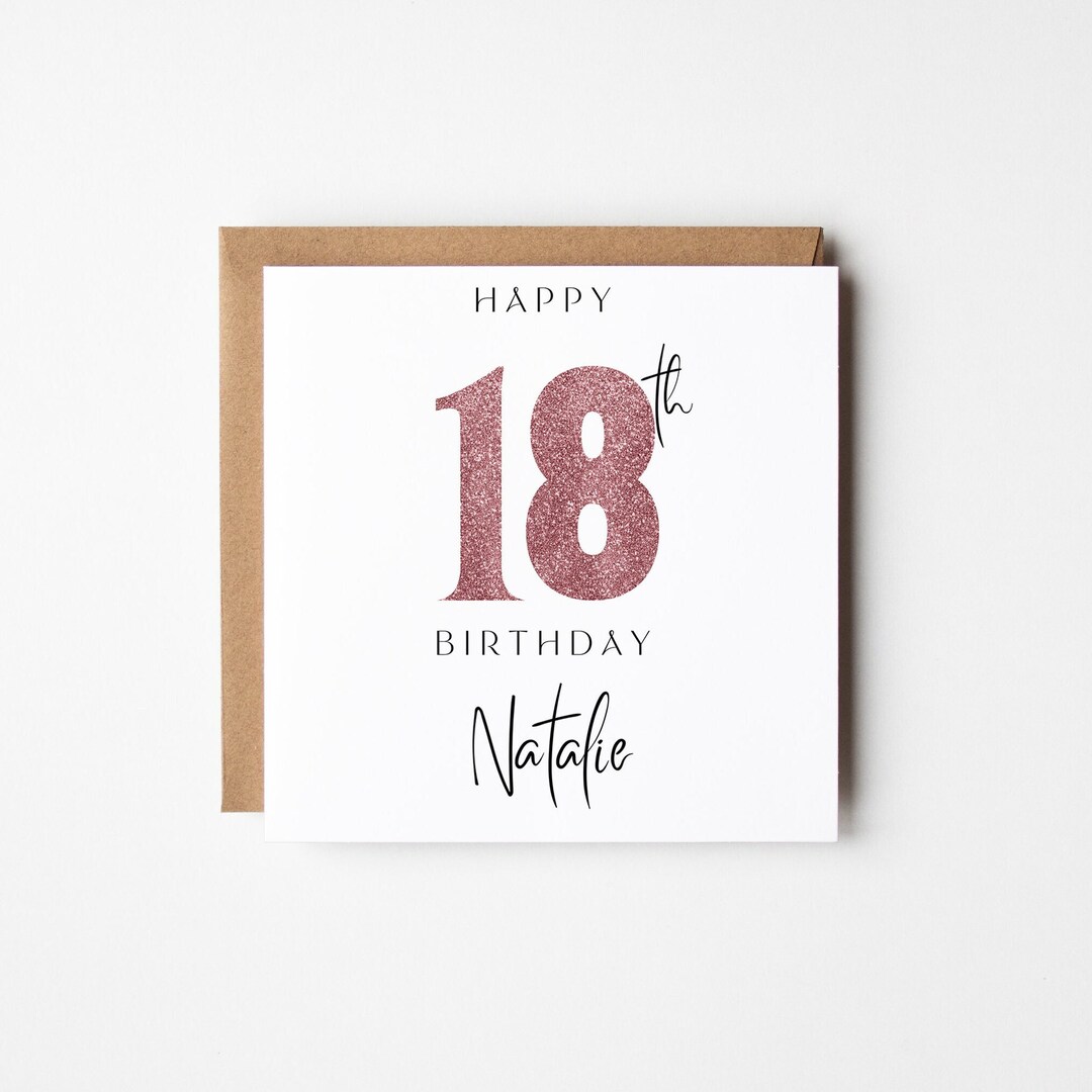 PRINTABLE Rose Gold 18th Birthday Card, Pink Glitter, Happy Birthday ...
