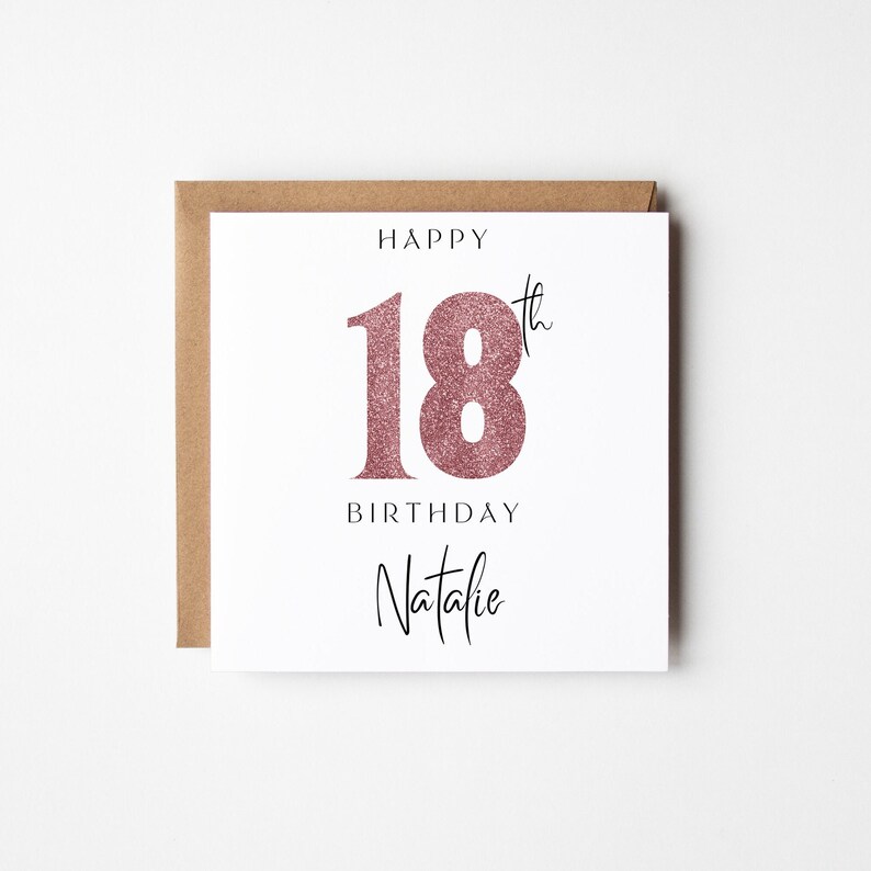 PRINTABLE Rose Gold 18th Birthday Card, Pink Glitter, Happy Birthday ...