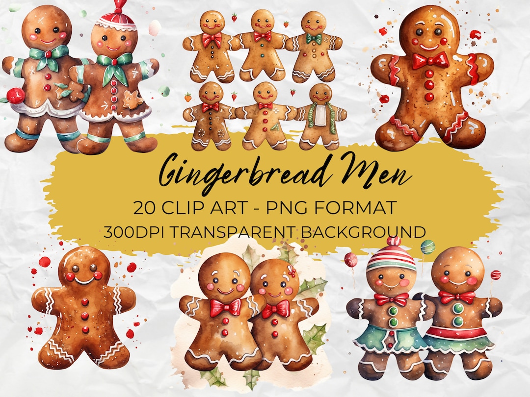 Gingerbread Man Clip Art Christmas Clip Art Gingerbread PNG - Etsy