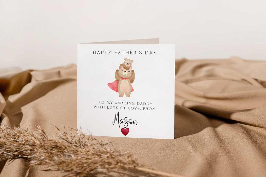 Personalised Father's Day Card, Teddy Bear Father's Day Card ...