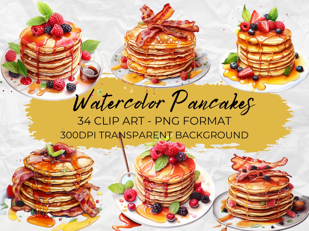 Pancakes Clip Art Watercolor Pancakes PNG, Breakfast Clip Art, Pancake ...