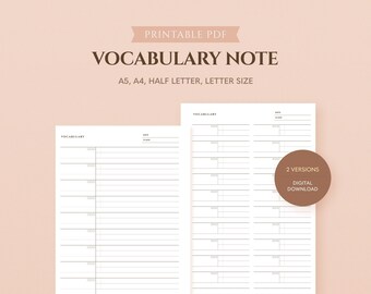 Voca Sticky Notes Printable Sticky Notes Template Word Book - Etsy Canada