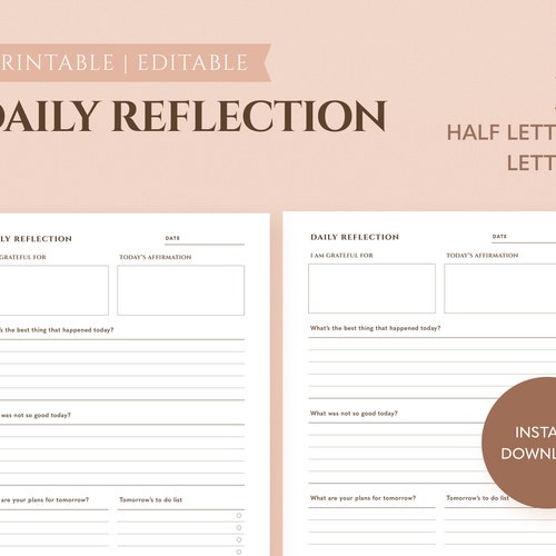 Daily Gratitude & Nightly Reflection Journal Printable - Etsy Australia