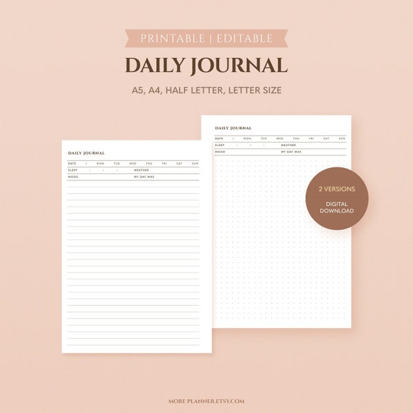 Daily Journal Printable - Etsy