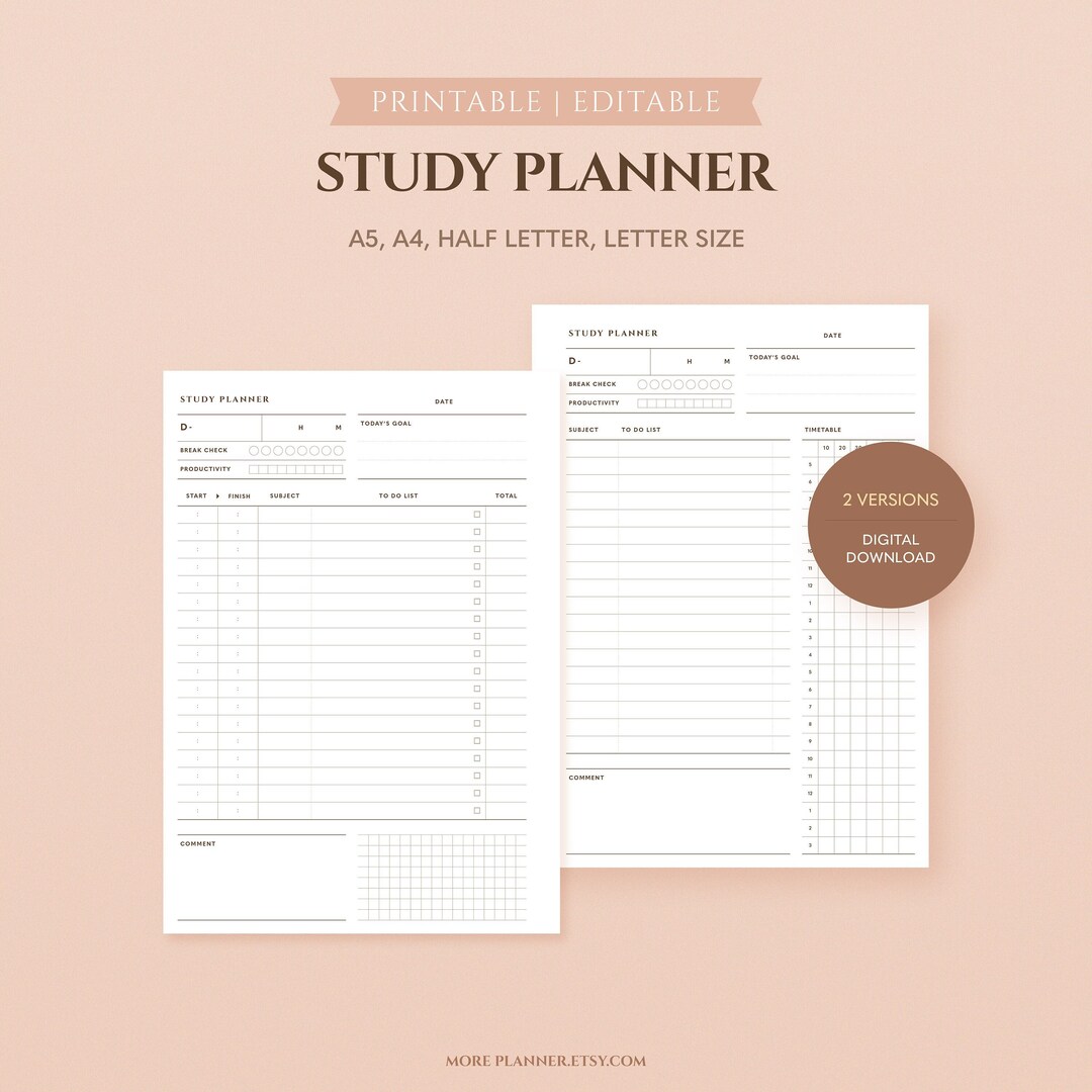 Printable Study Planner, Study Session Planner, Student Schedule Pdf ...