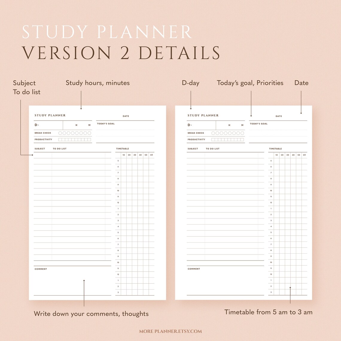 Printable Study Planner, Study Session Planner, Student Schedule Pdf ...