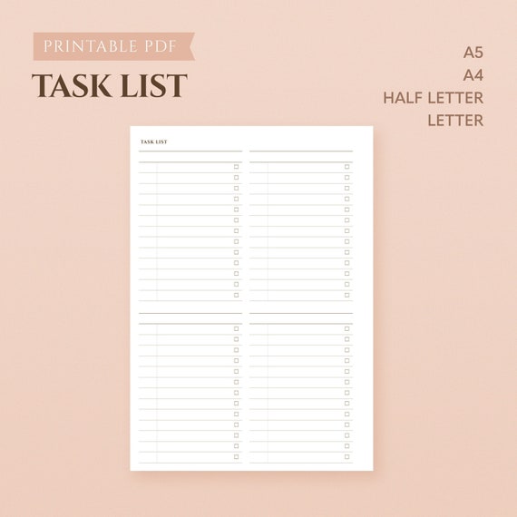 A5 Minimal Task List Printable Template Blank Checklist | Etsy Canada