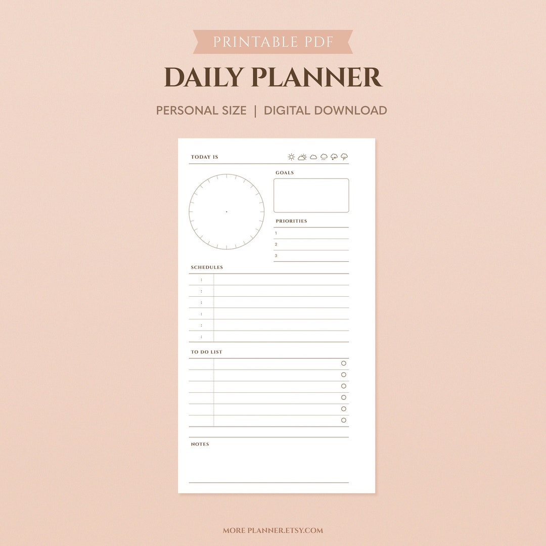Personal Daily Printable Planner Inserts Productivity Planner Template ...