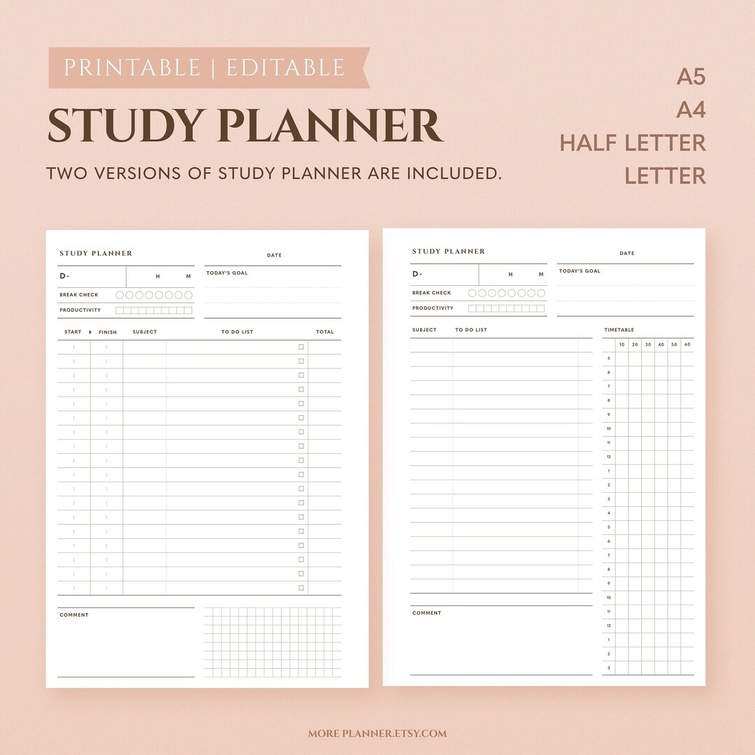Printable Study Planner Study Session Planner Student - Etsy