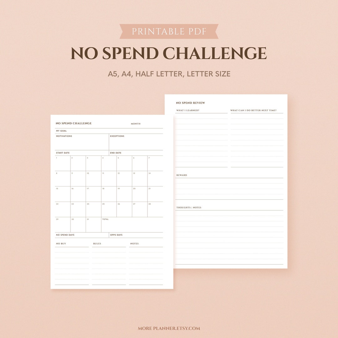 31 Days No Spend Challenge Printable Planner No Spending Tracker No ...