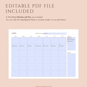 A4 Undated Monthly Desk Planner Printable, US Letter Monthly Calendar ...