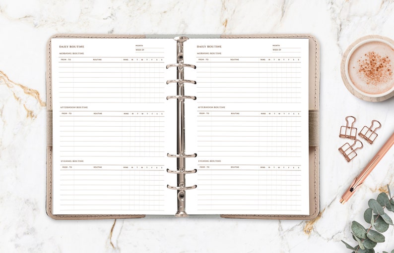 Minimal Daily Routine Printable Planner Morning, Afternoon, Night Time ...
