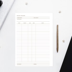 Minimal Weight Tracker Printable Inserts Weight Log Template Weight ...