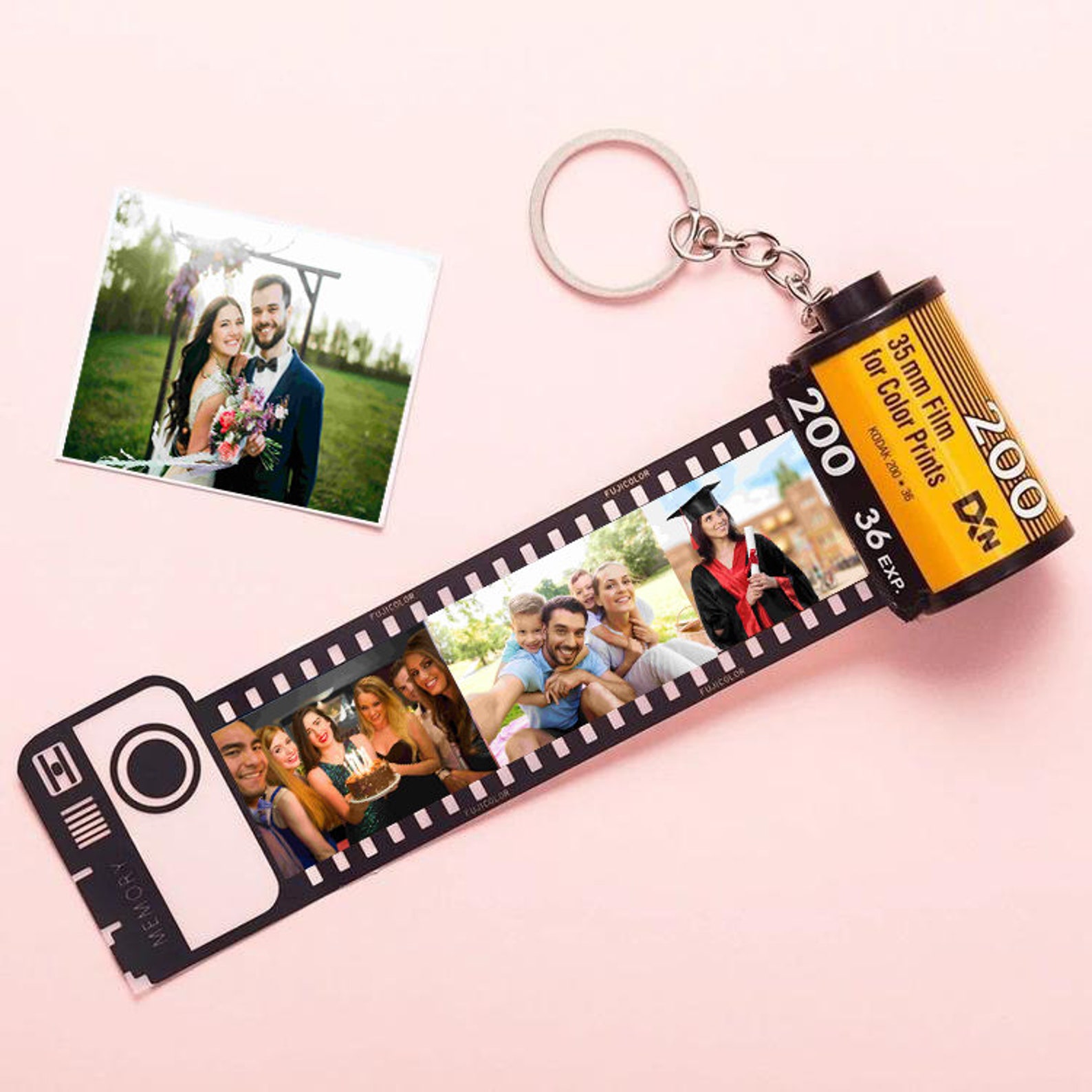 10-40 Photos Keychain Film Roll, Personalized Camera Film Roll Keyring ...