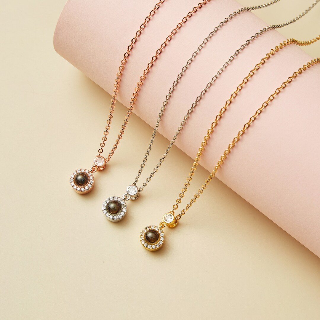 Photo Projection Necklace, Personalized Picture Necklace, Memorial ...