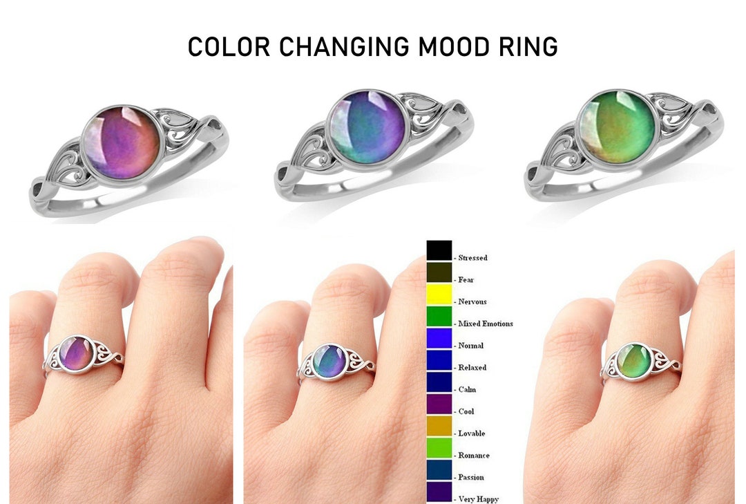 Adult Mood Ring Silver Plating Ring Color Changing Mood - Etsy.de