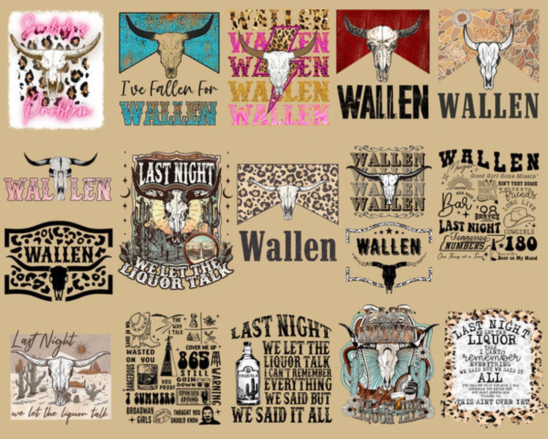 Bundle Retro Wallen Bull Skull Wallen Png, Vintage Wallen Cowboy Png ...