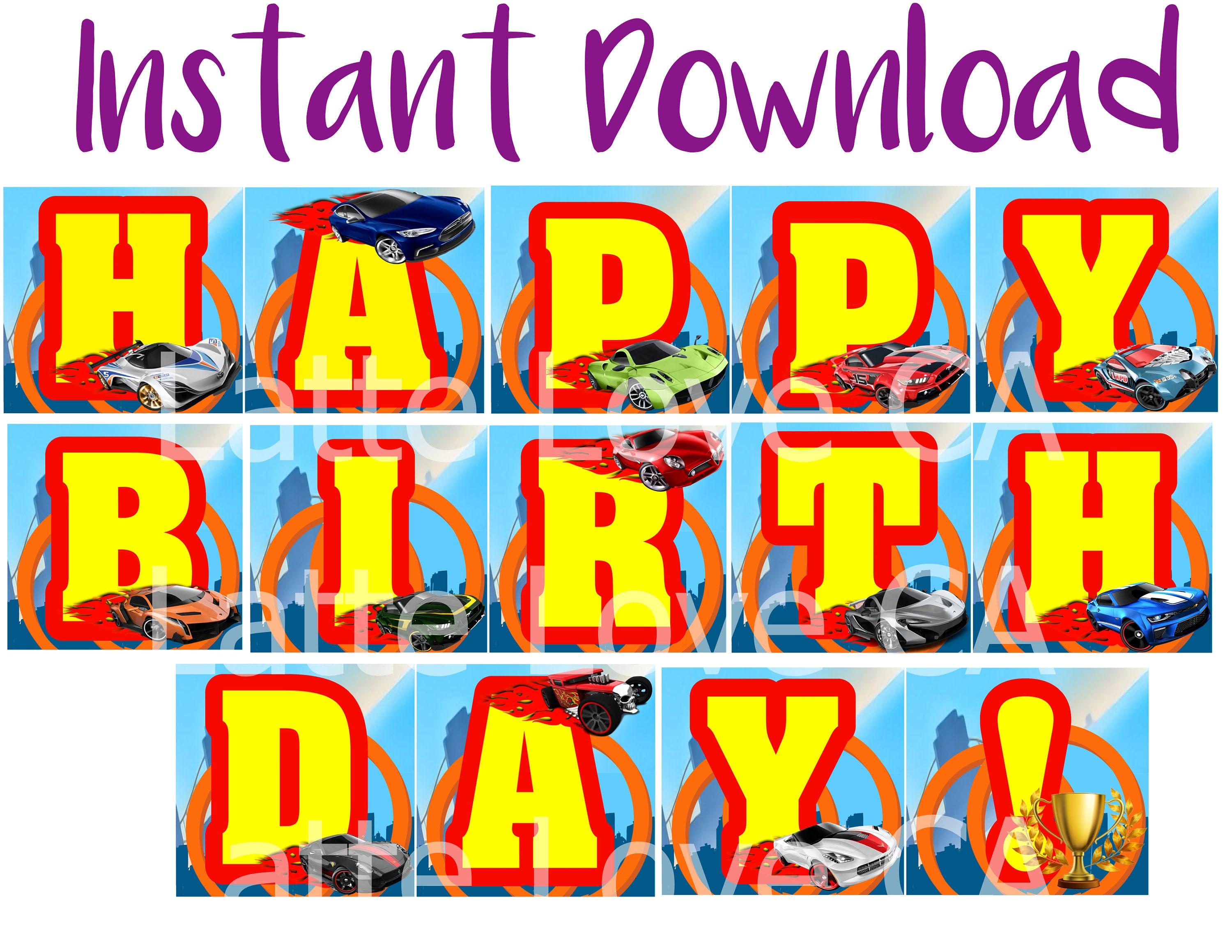 Hot Wheels Birthday Banner Kids Happy Birthday Sign | Etsy
