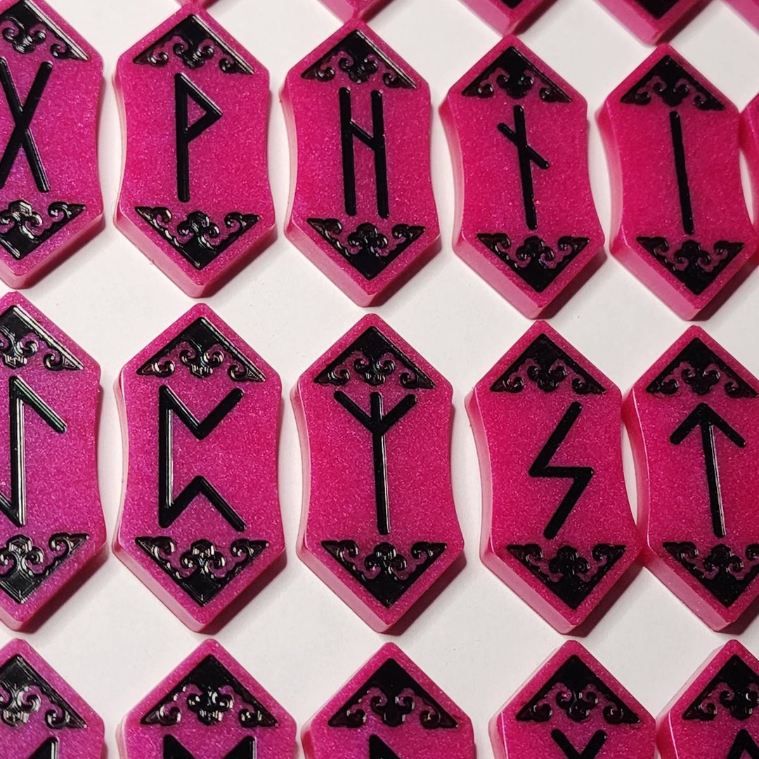 Elder Futhark Runes Divination Set Norse Pagan Divination Runes Pink ...