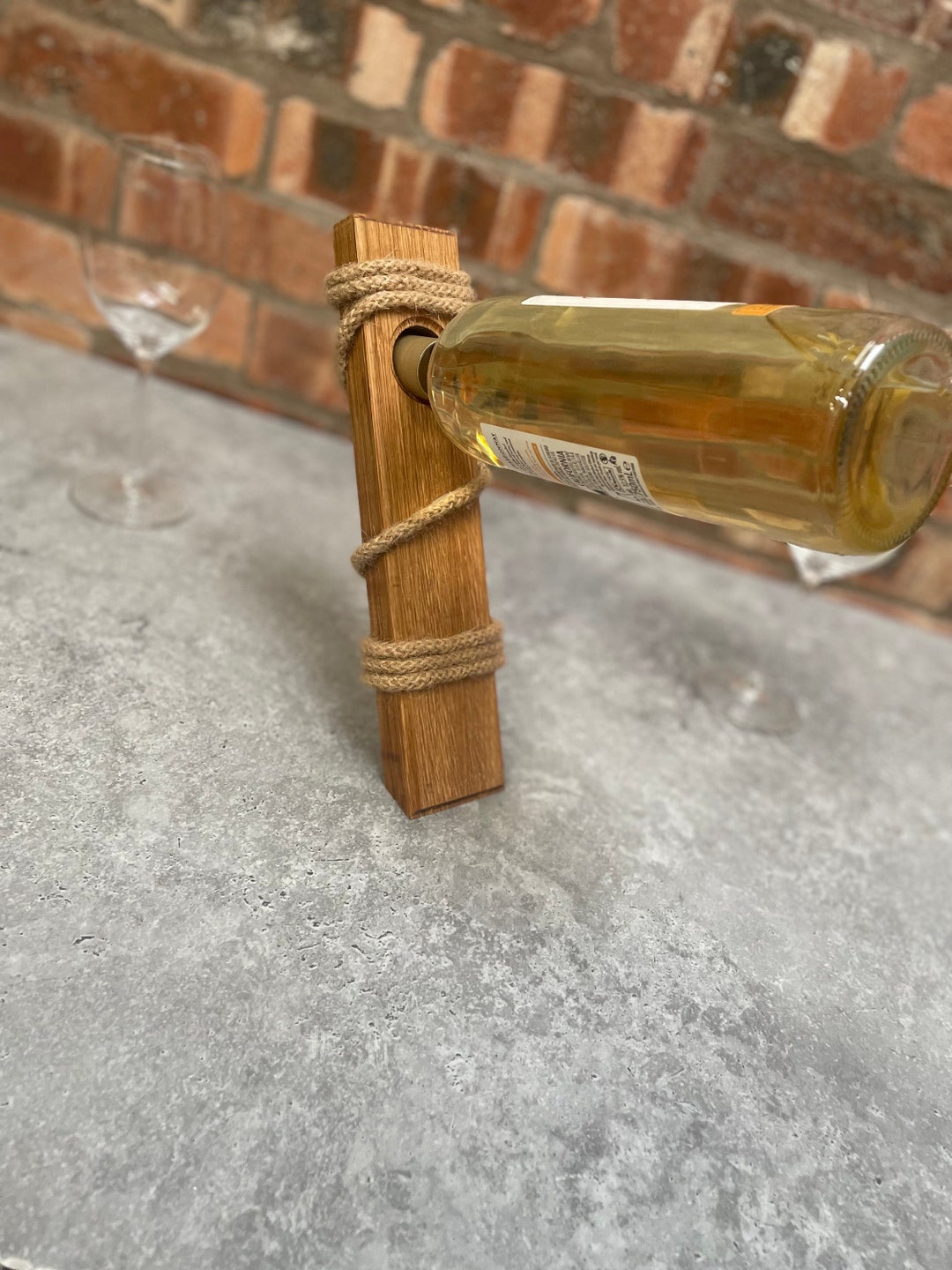 Floating Wooden Wine Bottle Holder Stand - Etsy