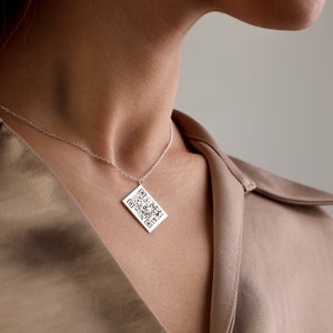 Personalized QR Code Necklace, QR Code Name Necklace, Encrypted Name ...