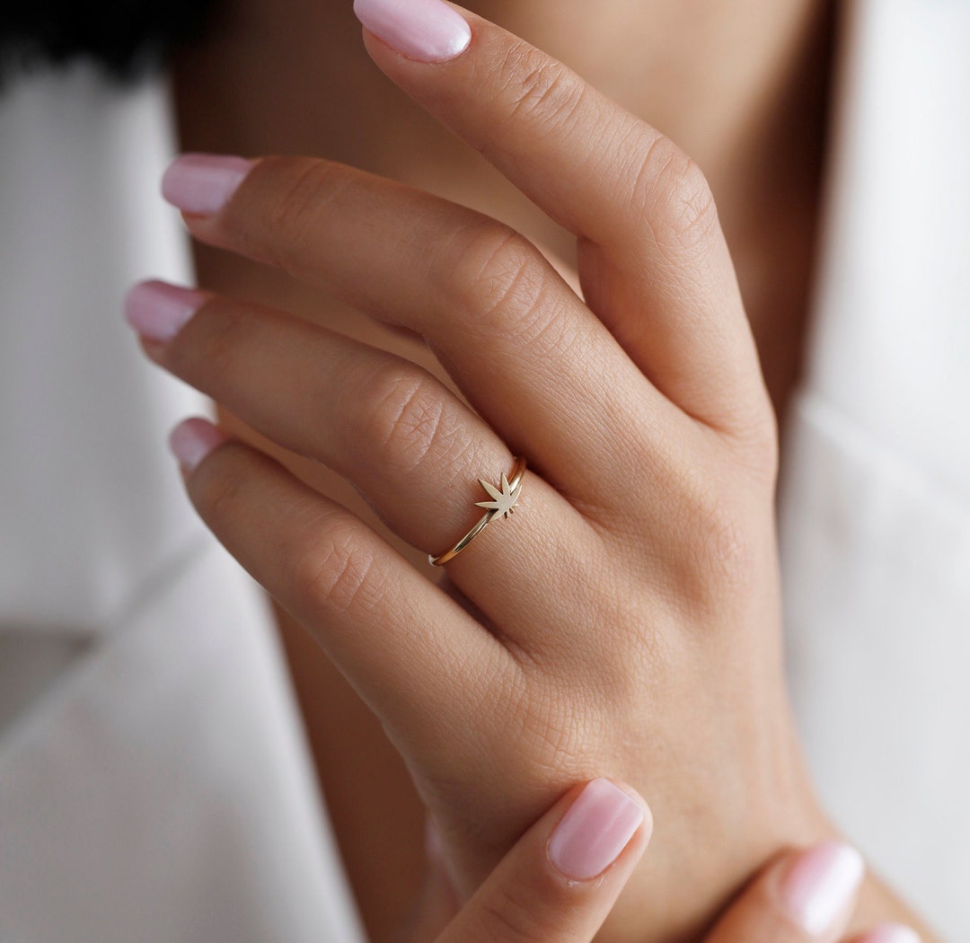 Mariano Leaf Ring, Pot Leaf Ring for Woman, 925 Sterling Silver Leaf ...