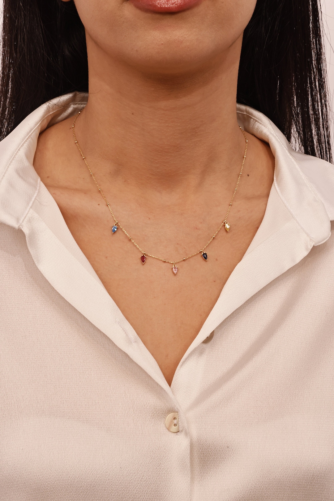 Ball Chain With Birthstone Necklace, Bulk Chain With Tiny Birthstone ...