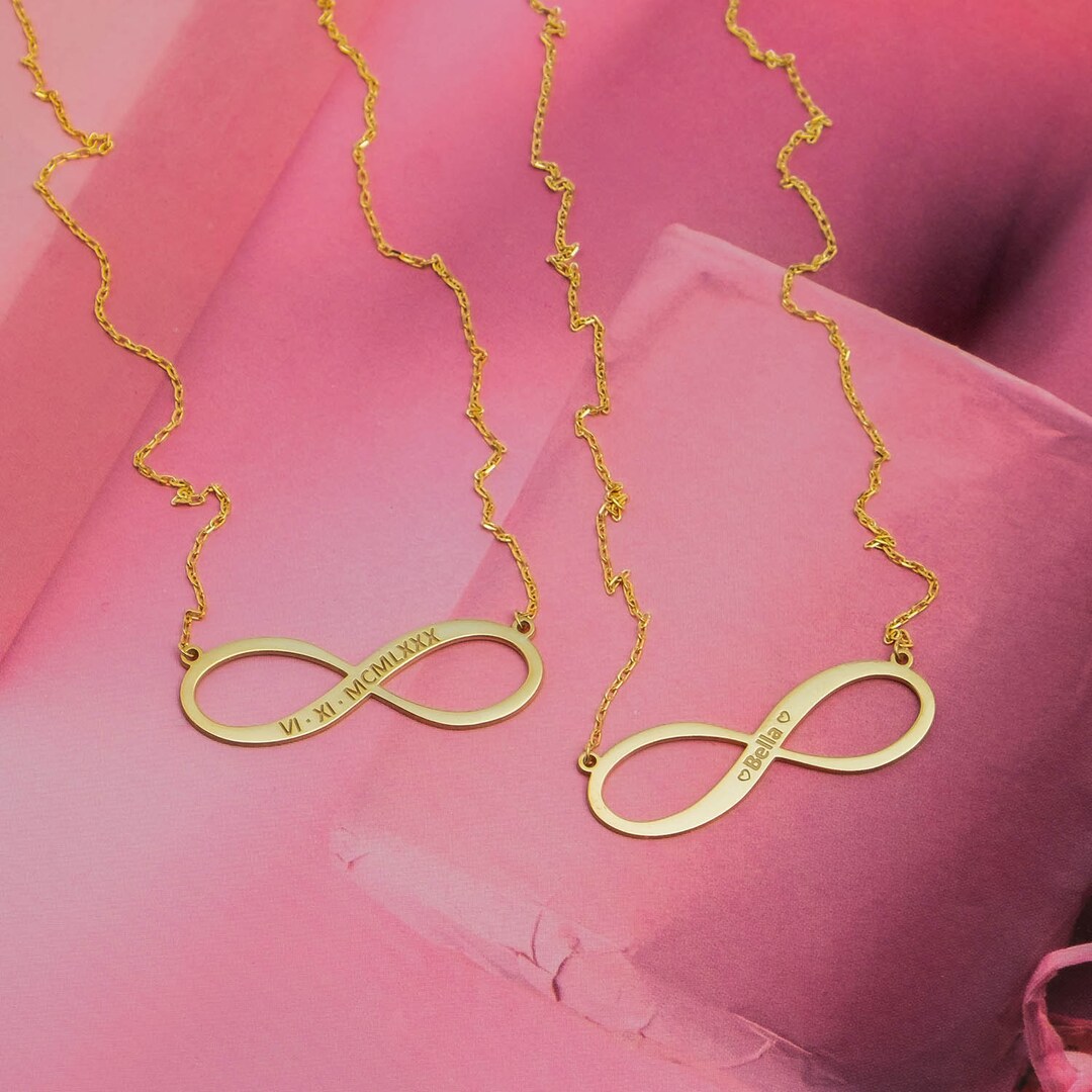 Infinity Roman Numeral Necklace, Custom Date Necklace, Infinity ...