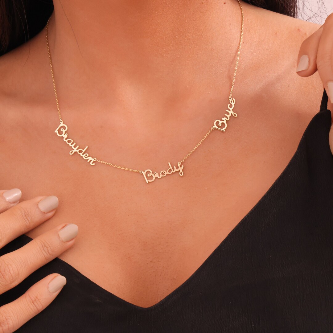 Three Name Family Necklace, Multiple Name Necklace, 3 Name Necklace ...