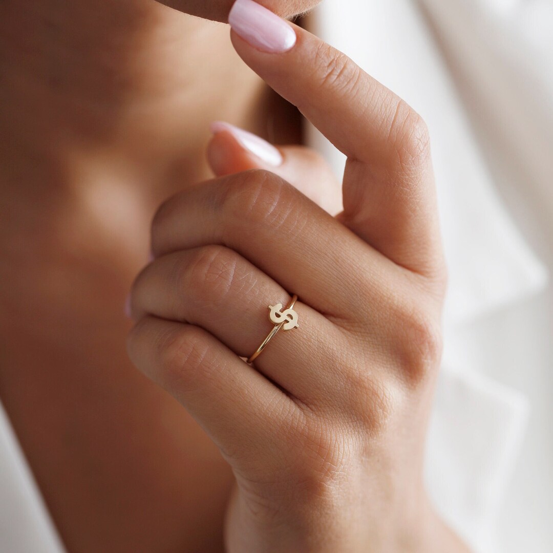 Dollar Sign Ring, Dainty Symbol Ring, Currency Ring, Tiny Dollar Symbol ...