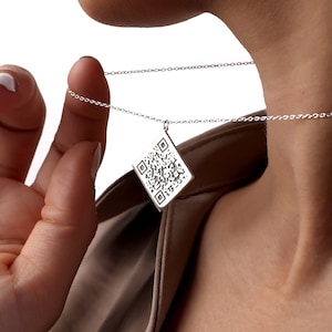 Personalized QR Code Necklace, QR Code Name Necklace, Encrypted Name ...