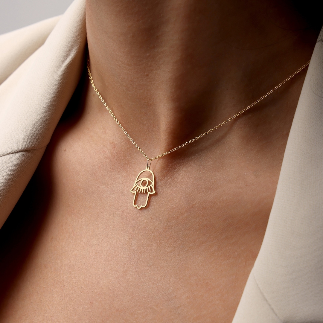 Hand of God Necklace, Fatima Hamsa Hand Necklace, Protective Necklace ...