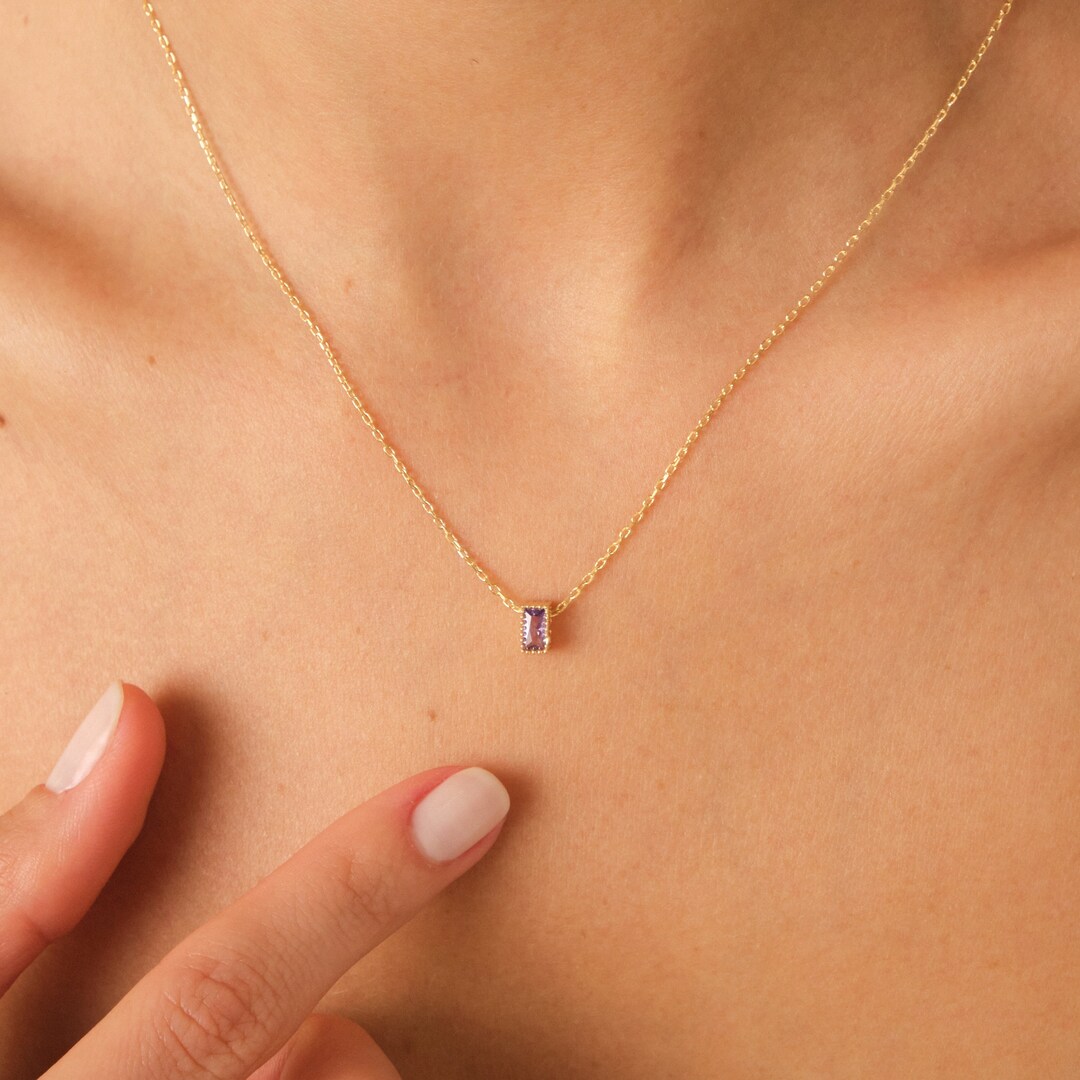 Rectangle Birthstone Necklace, Multiple Birthstone Family Necklace ...
