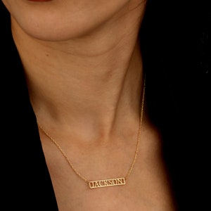 Rectangle Name Necklace, Script Plate Name Necklace, Custom Rectangle ...