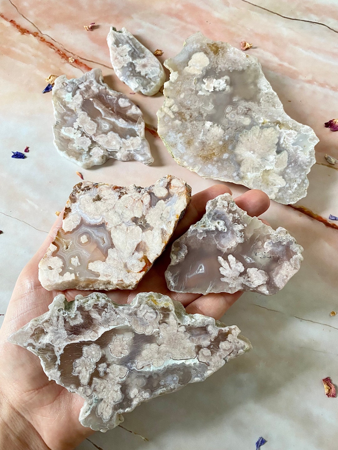 Natural Raw Flower Agate Slabs | Cherry Blossom Agate Crystal Slab ...