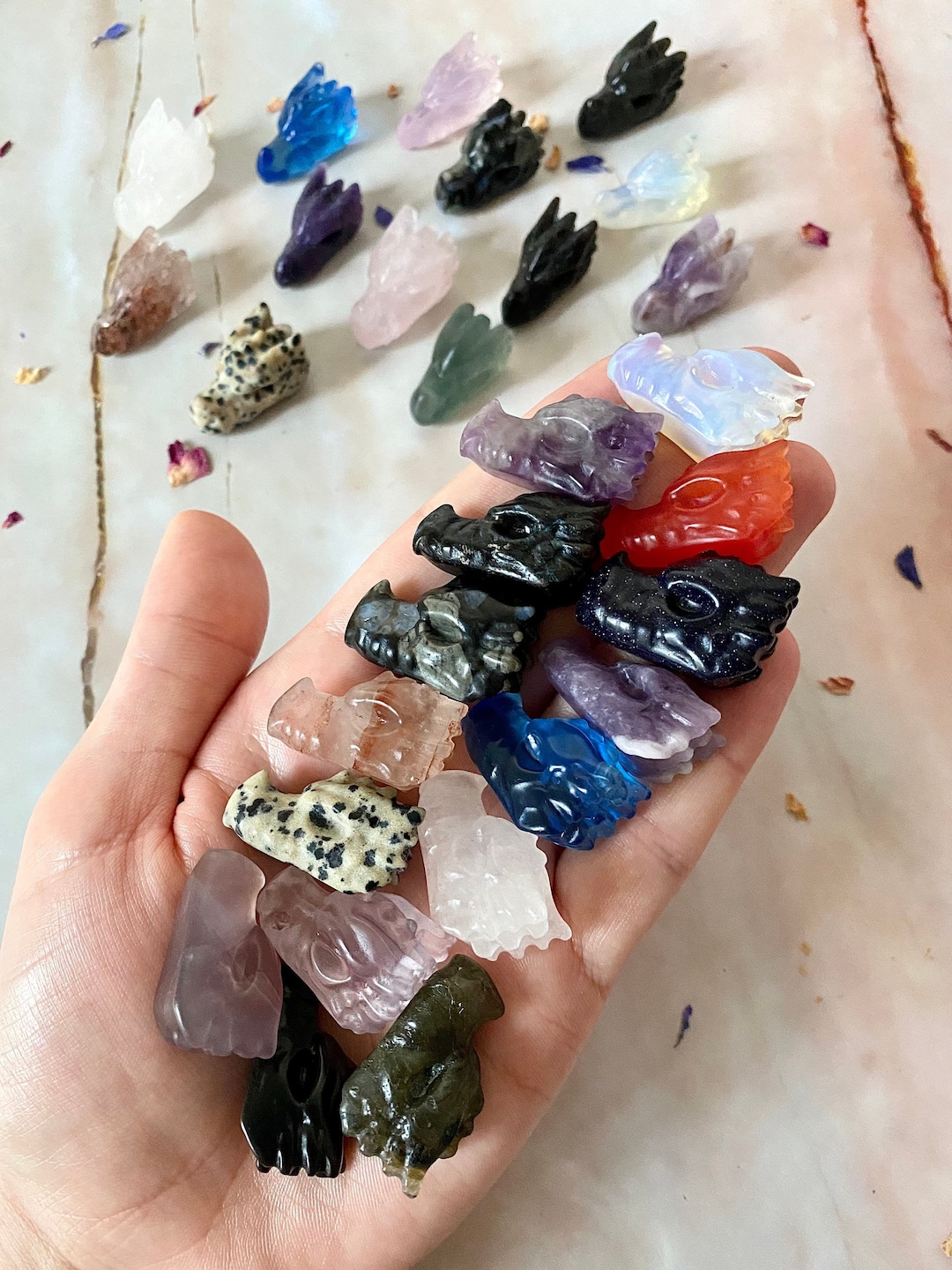 Natural Hand Carved Dragon Heads | Mini Dragon Head Carving Crystal ...