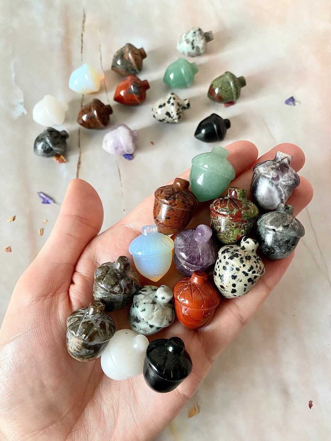 CRYSTAL ACORN CARVING | Hand Carved Acorn Crystal Figurine | Mini ...