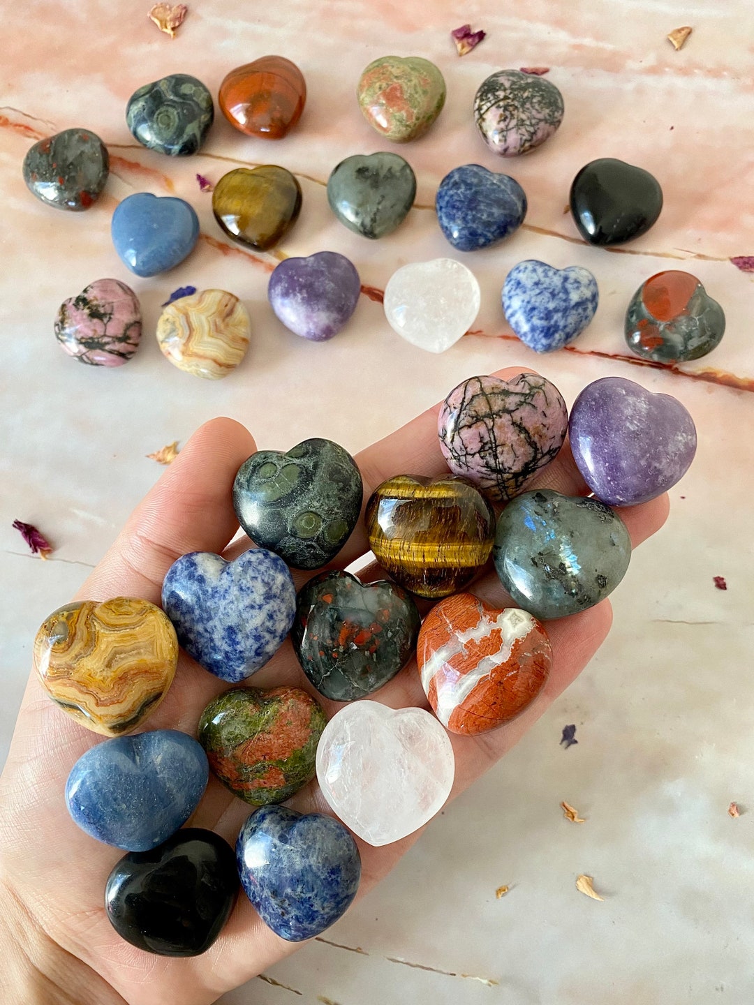 Natural Carved Crystal Hearts | Natural Crystal Carving | 3 Cm Heart ...